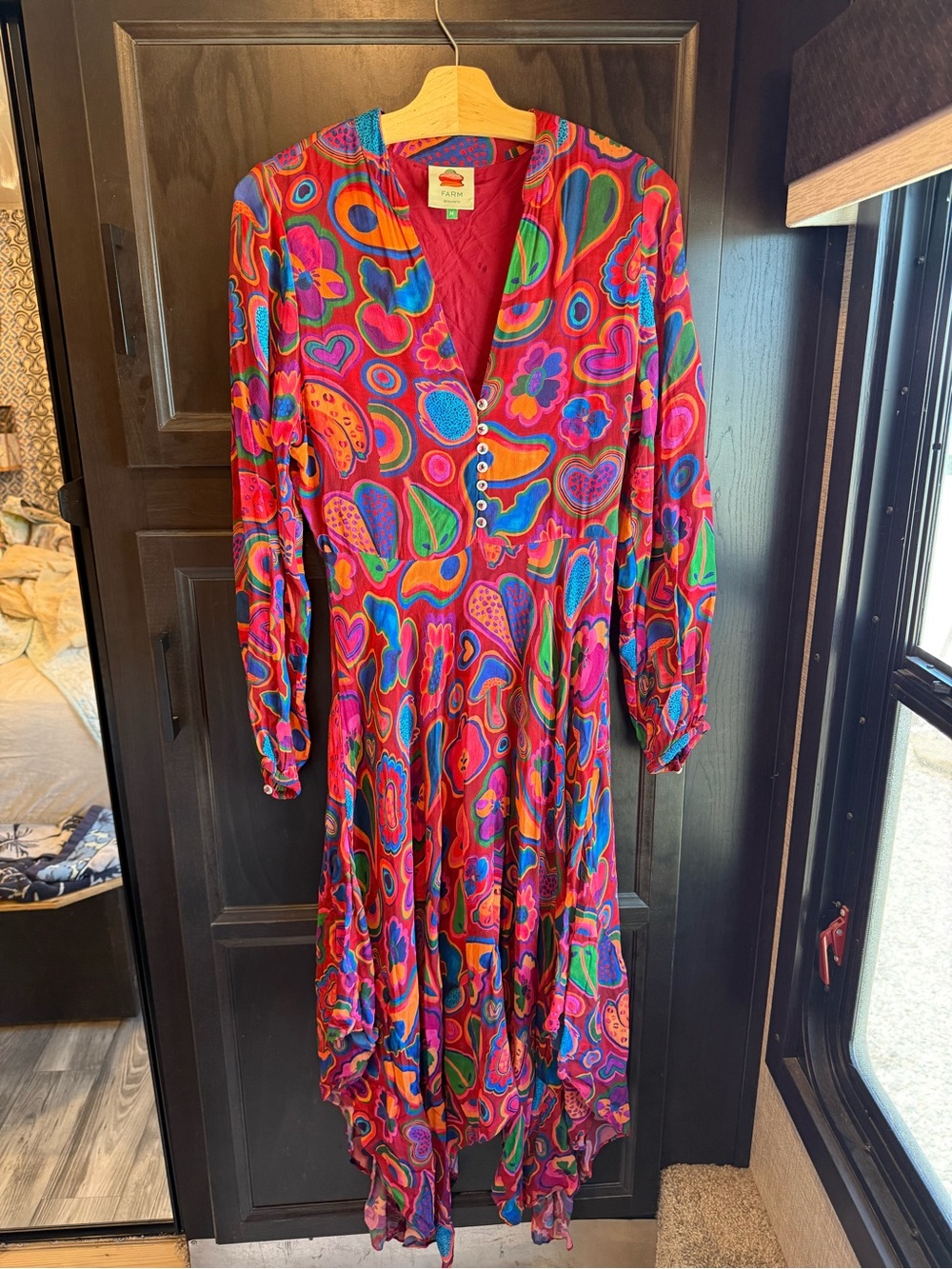 FARM Rio | Dresses | Farm Rio Psychedelic Midi Dress M Colorful Boho ...